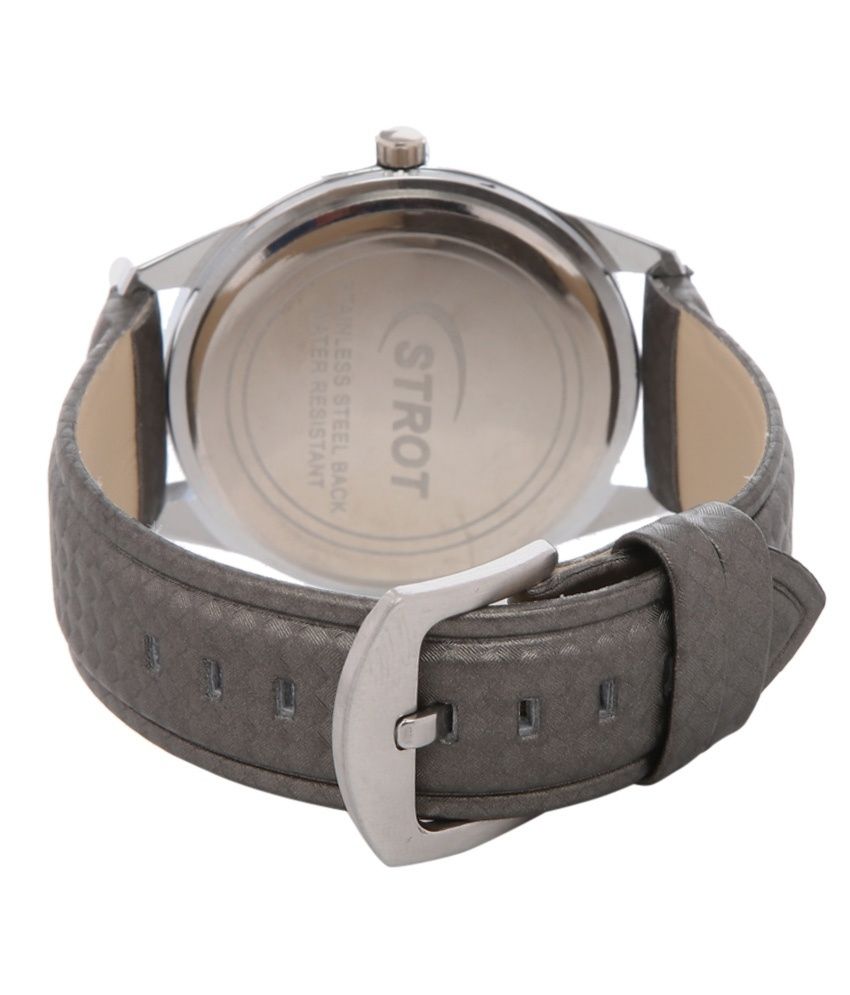 Strot Silver Analog Leather Strap Casual Watch For Men and Women Price ...
