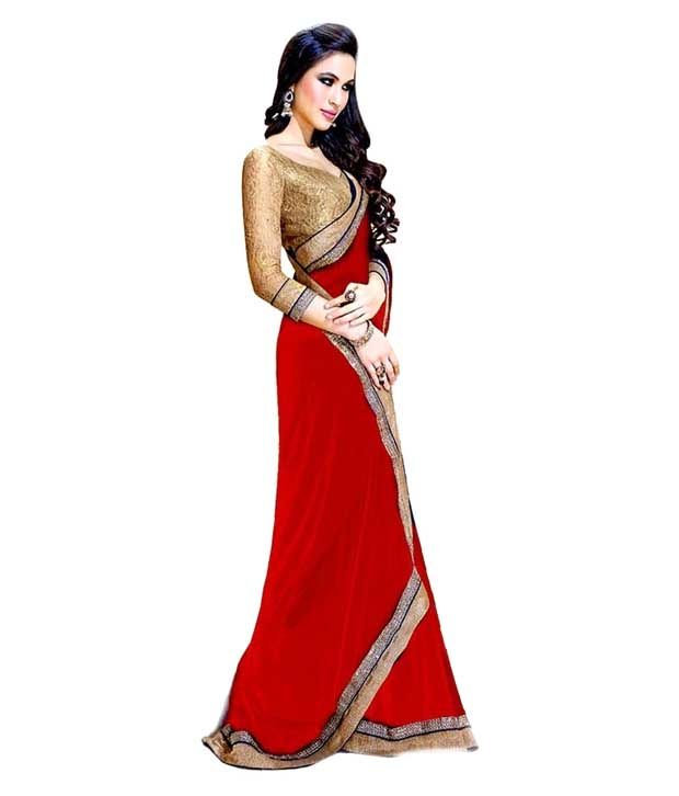 Ravi Designer Sarees Red and Beige Semi Chiffon Saree - Buy Ravi ... Ravi Designer Sarees Red and Beige Semi Chiffon Saree - Buy Ravi ...