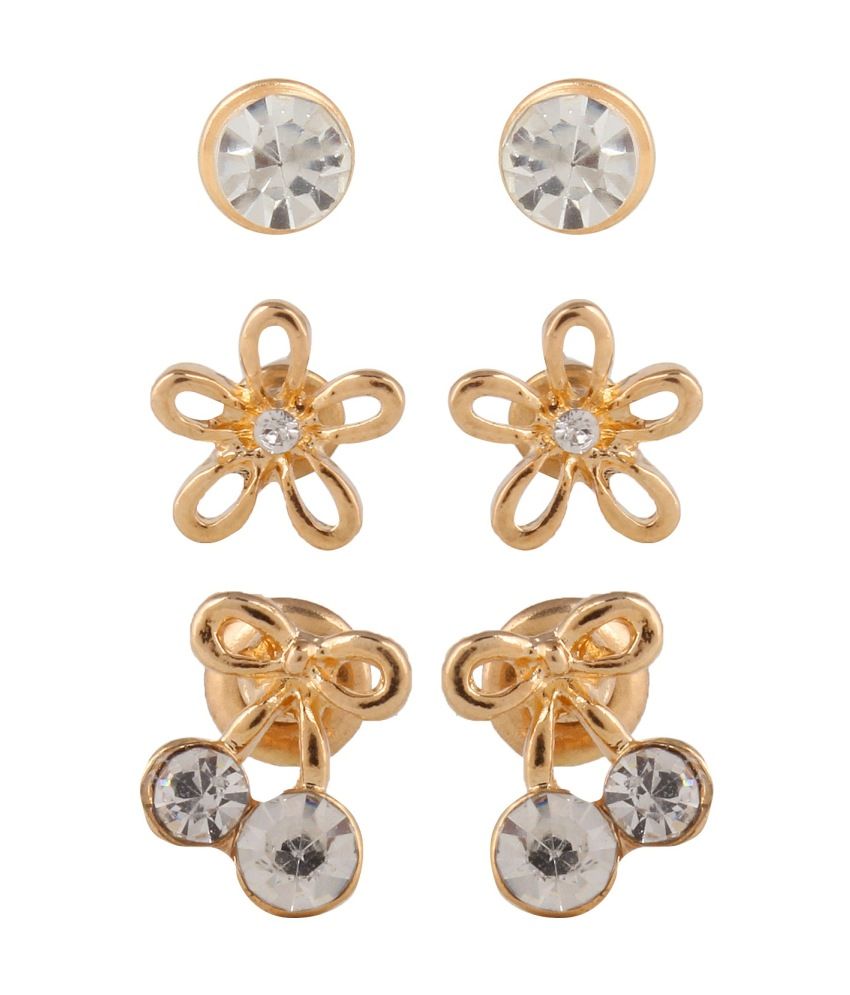 Lazreena Golden Alloy Stud earrings Set Of 3 - Buy Lazreena Golden ... Lazreena Golden Alloy Stud earrings Set Of 3 - Buy Lazreena Golden ...