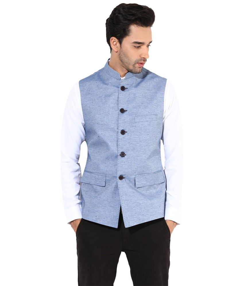 Monteil & Munero Light Blue Waist Coat for Men - Buy Monteil & Munero ...