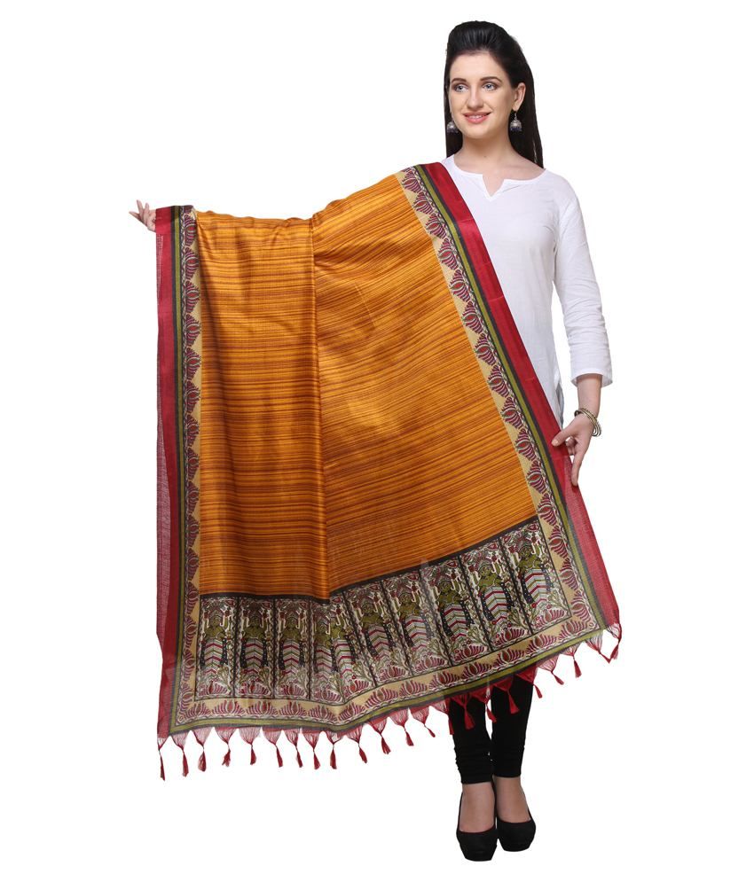 Saee Orange Bhagalpuri Silk Dupattas Price In India Buy Saee Orange