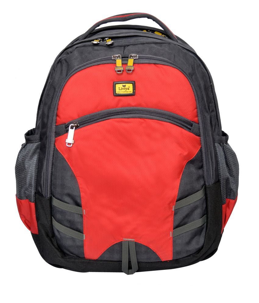 Liviya Dark Grey and Red Backpack - Buy Liviya Dark Grey and Red ...