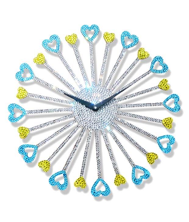 Zeeshaan Blue Yellow Heart Wall clock: Buy Zeeshaan Blue Yellow Heart ...