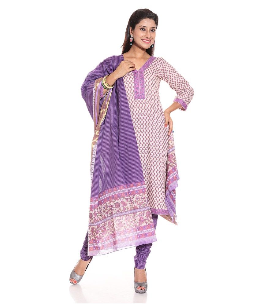 Desh Ki Mitti Purple Cotton Unstitched Dress Material - Buy Desh Ki ...