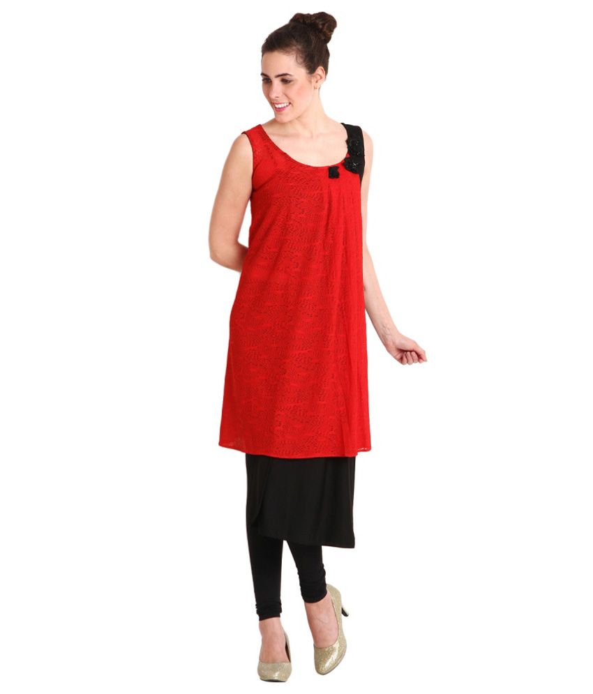 Soie Red Polyester Tunics - Buy Soie Red Polyester Tunics Online at ...