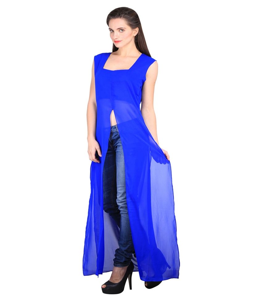 Sierra Blue Polyester Tunics - Buy Sierra Blue Polyester Tunics Online ...