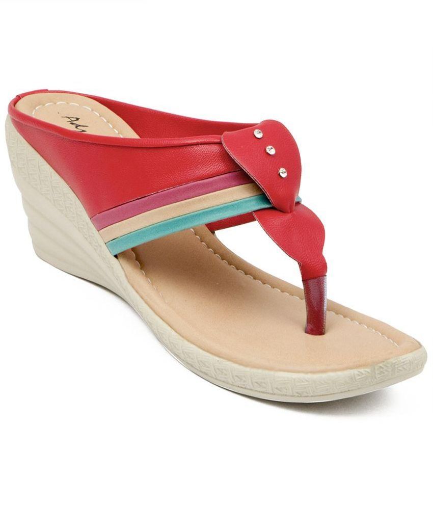 Adjoin Steps Red Wedges Heels Price in India- Buy Adjoin Steps Red ...