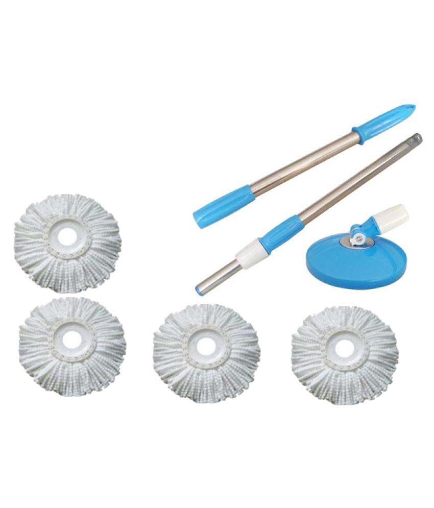 Eco Shopee 360° Rotating Head Mop Refill Blue Mop Stick With 4 refill ...