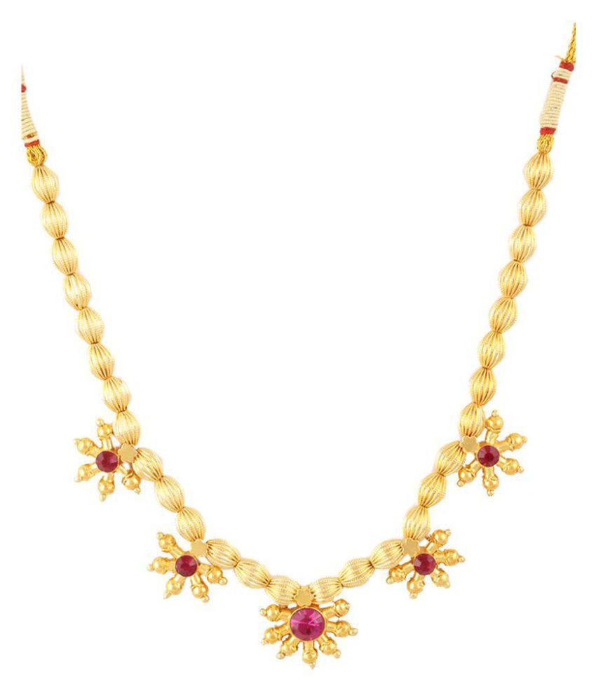 Womens Trendz Five Pandal Jav Mani Haar 24K Gold Plated Alloy Necklace ...