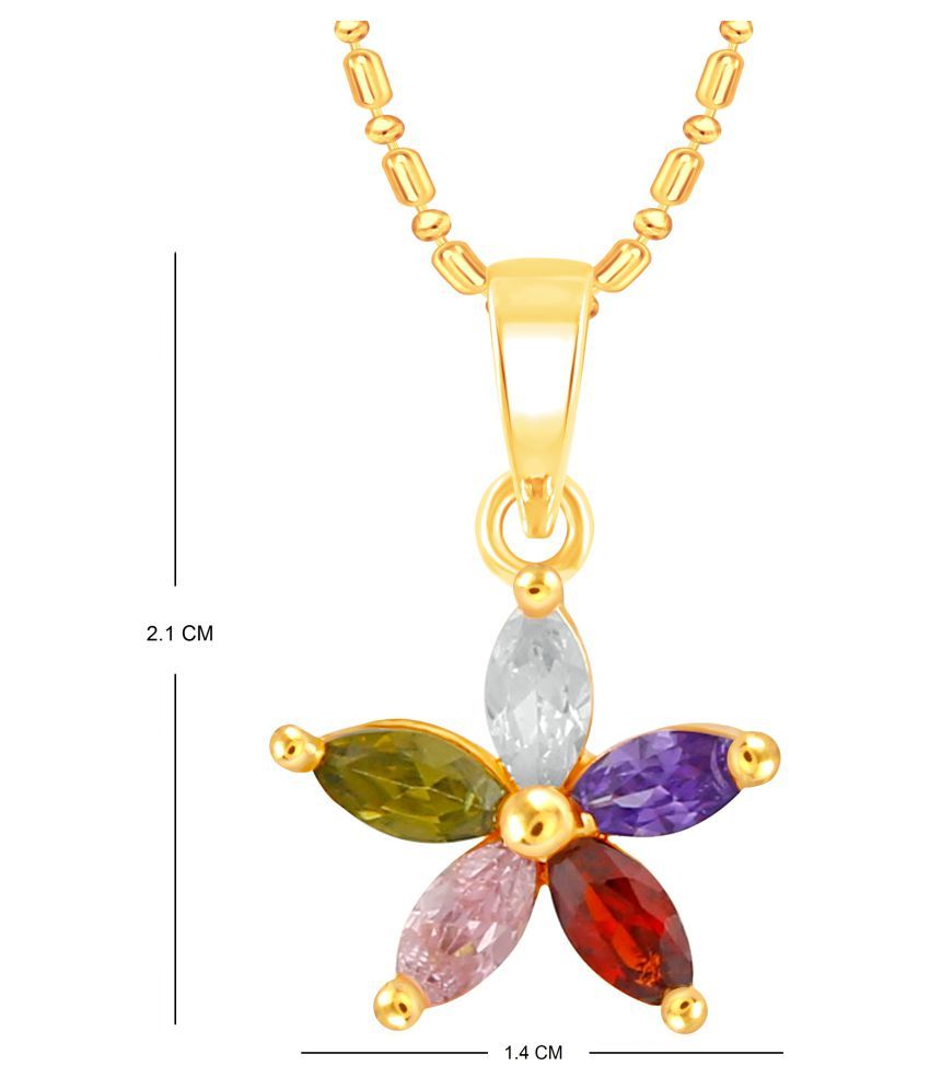 Vk Jewels Stone Flower Multicolor Gold Plated Alloy Cz American Diamond