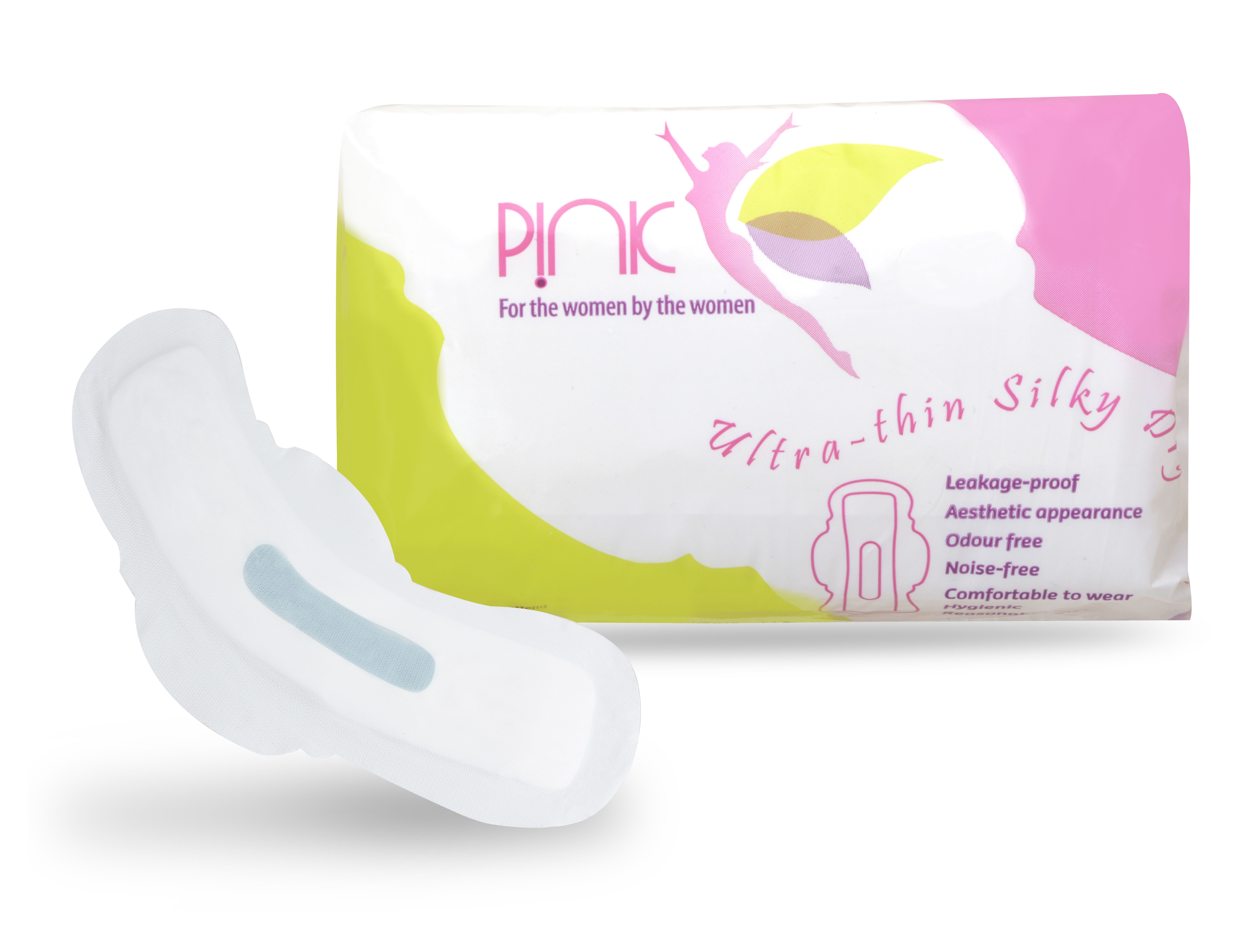 Pink Biodegradable Silky Dry Anion Strip Large 21 Sanitary Pads Pack of ...