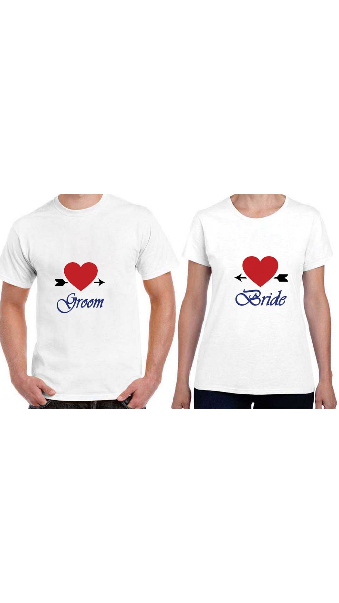 RITZEES White Dry Fit Polyester Couple Combo T-Shirt On Groom Bride ...