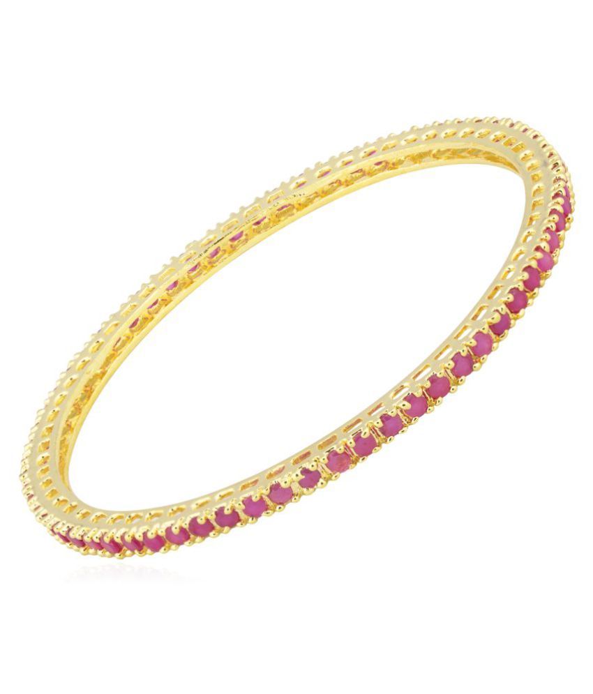 Shining Jewel 24k Gold Plated American Diamond Cz Solitaire Bangles For