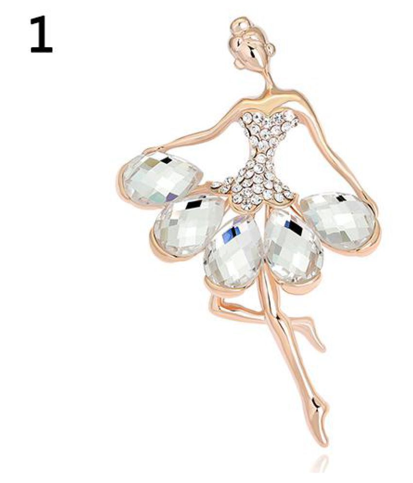 Rhinestone Crystal Dancing Girl Wedding Bridal Bouquet Brooch Pin Lady