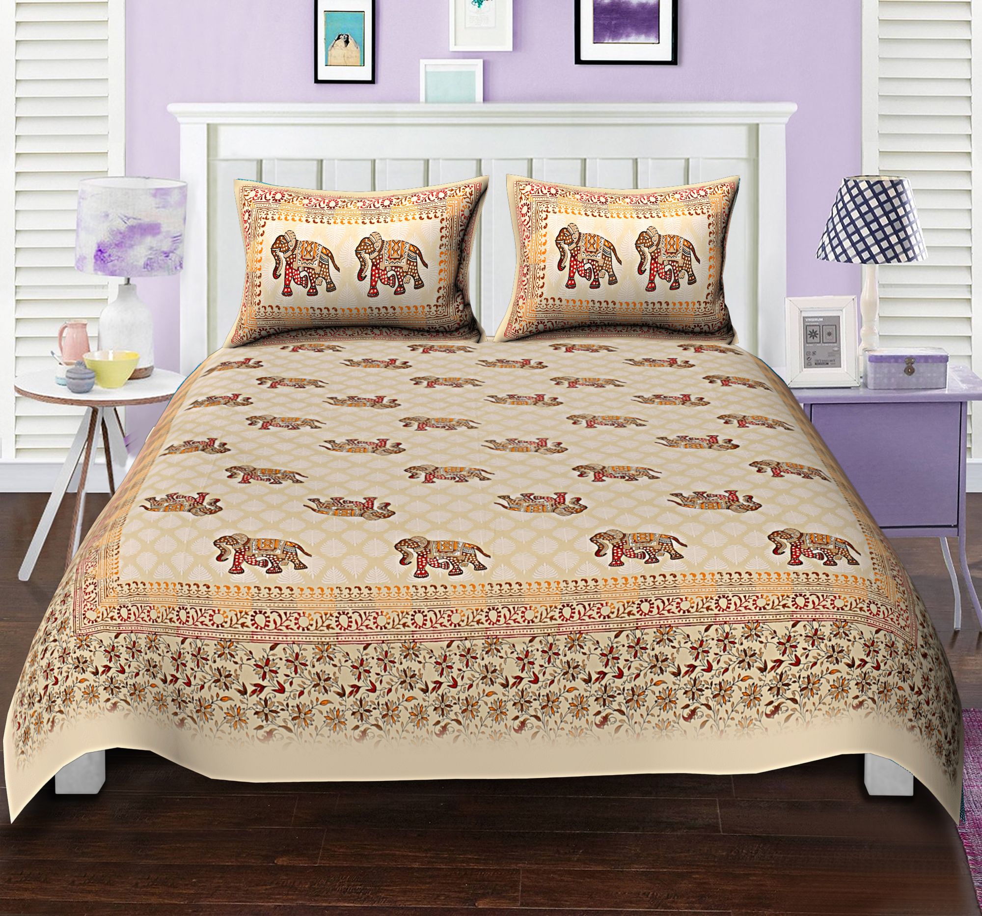 Uniqchoice Cotton King Size Bed Sheet With 2 Pillow Covers X Buy Uniqchoice Cotton King Size Bed Sheet With 2 Pillow Covers X Buy