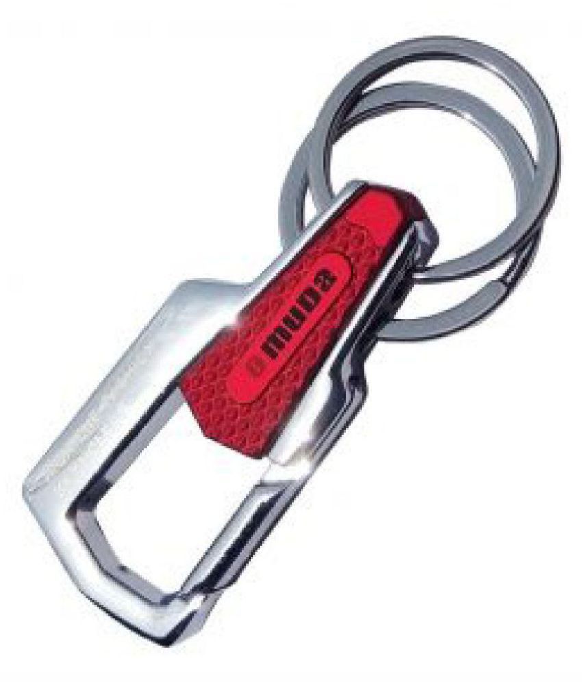 Tag Sky-Hook Key Chain Locking Double Rings Red & Silver Metallic ...