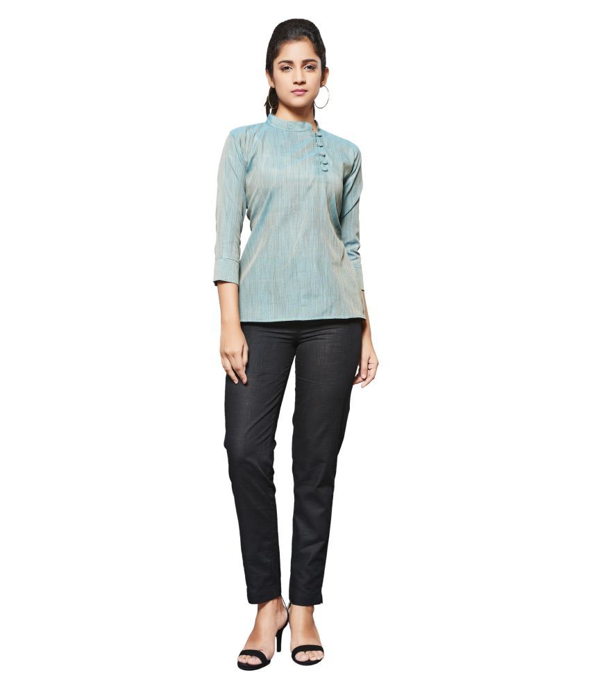 Aarnaa Poly Silk Regular Tops - Turquoise - Buy Aarnaa Poly Silk ...