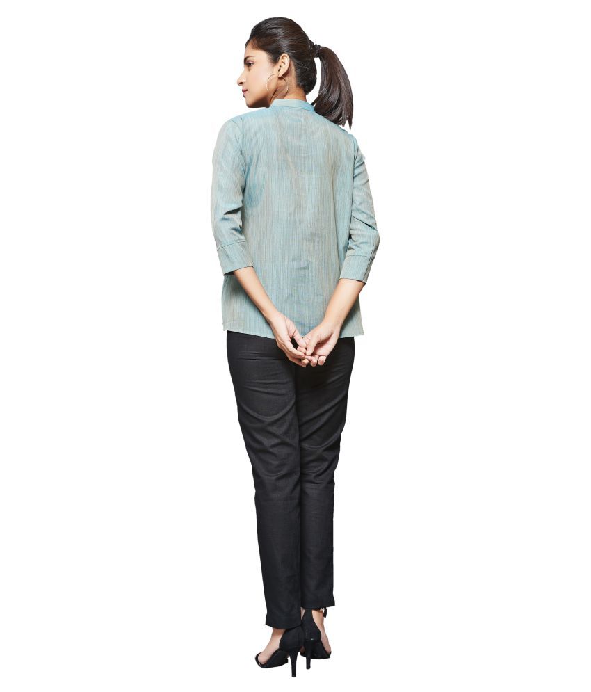 Aarnaa Poly Silk Regular Tops - Turquoise - Buy Aarnaa Poly Silk ...