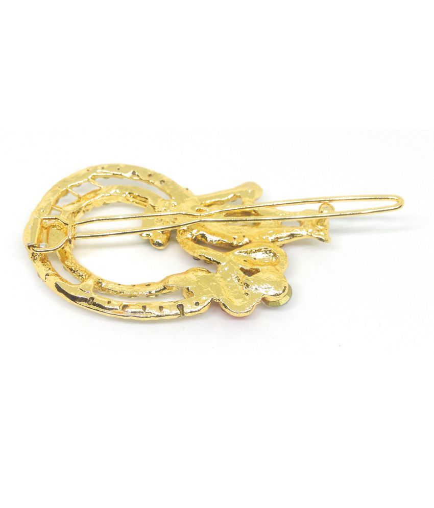 Hair Side Clips/Side Pins for Women & Girls, Gold Tone, 1 Piece, Multi ...