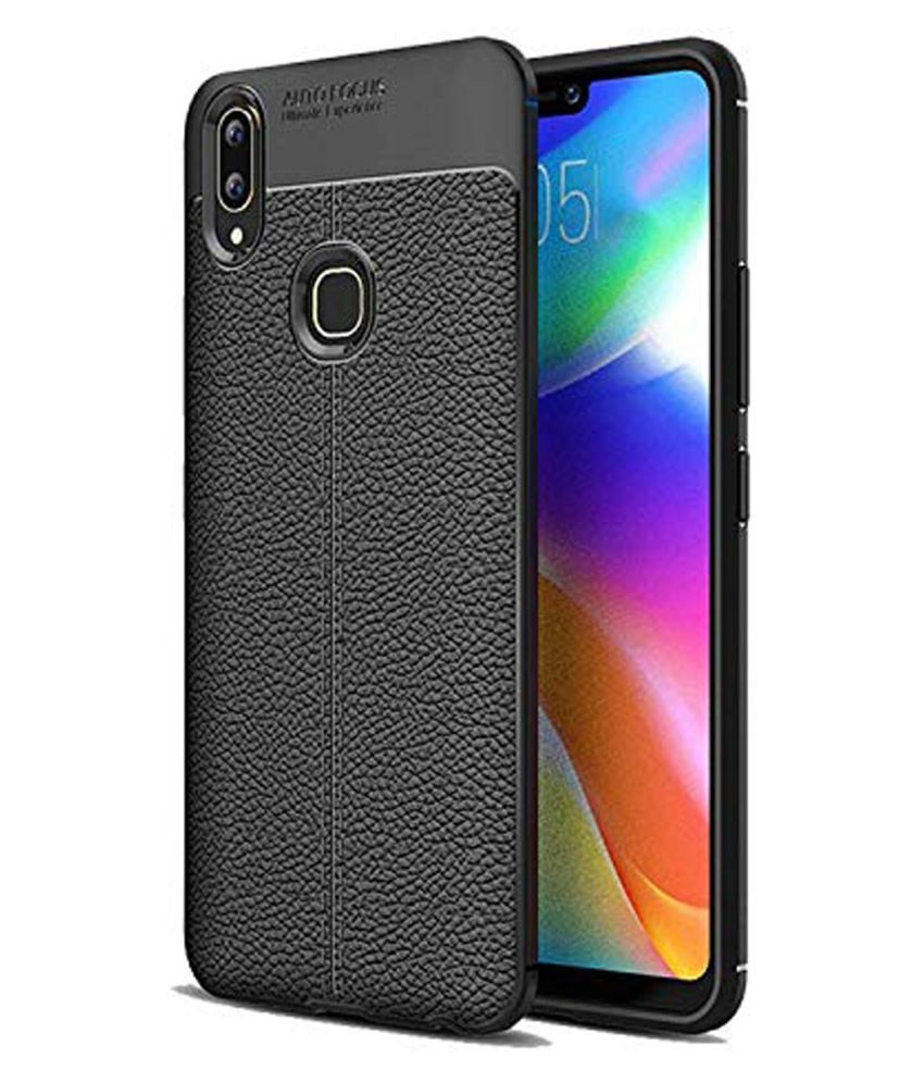Xiaomi Redmi Note 7S Plain Cases MobileMantra - Black Leather Textured ...