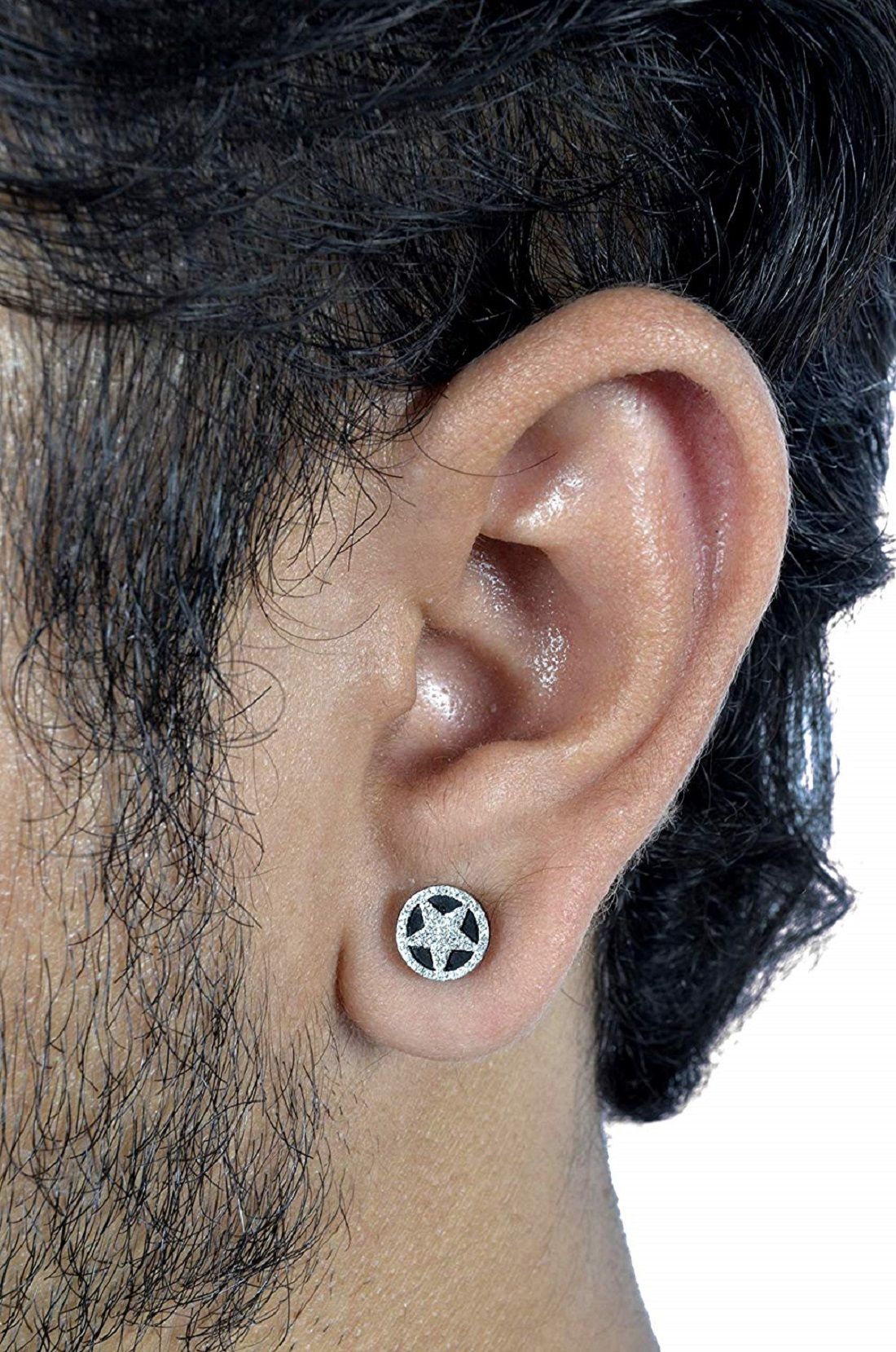 316L Steel Satin Pentagram Star Stud Barbell Earrings - Buy 316L Steel ...