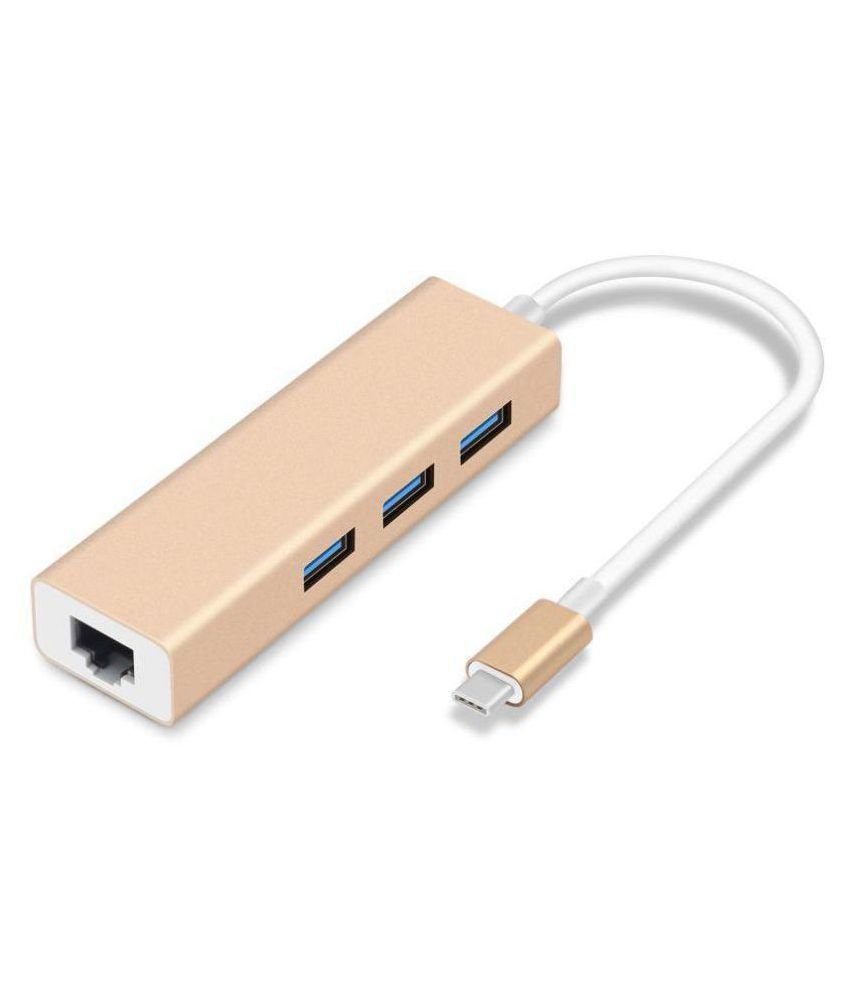 Type C to 3 Port USB 3.0 Hub USB Type C Male to RJ45 Gigabit Ethernet ...