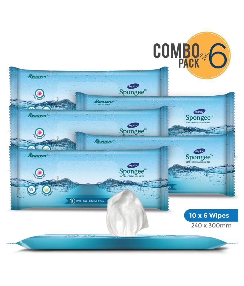 Dignity Spongee Body Wipes 240X300 Pack of 6 (10 Wipes/Pack ): Buy ...