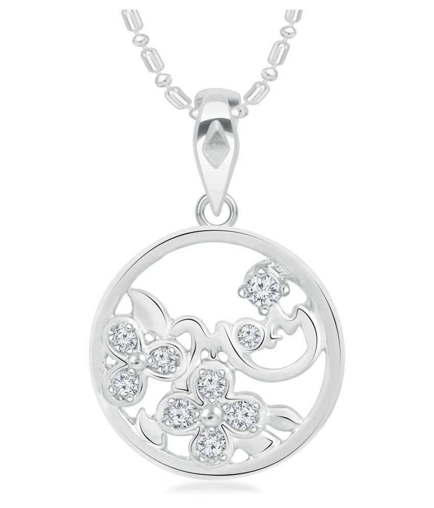 Vk Jewels Flower Mom Rhodium Plated Alloy Cz American Diamond Pendant