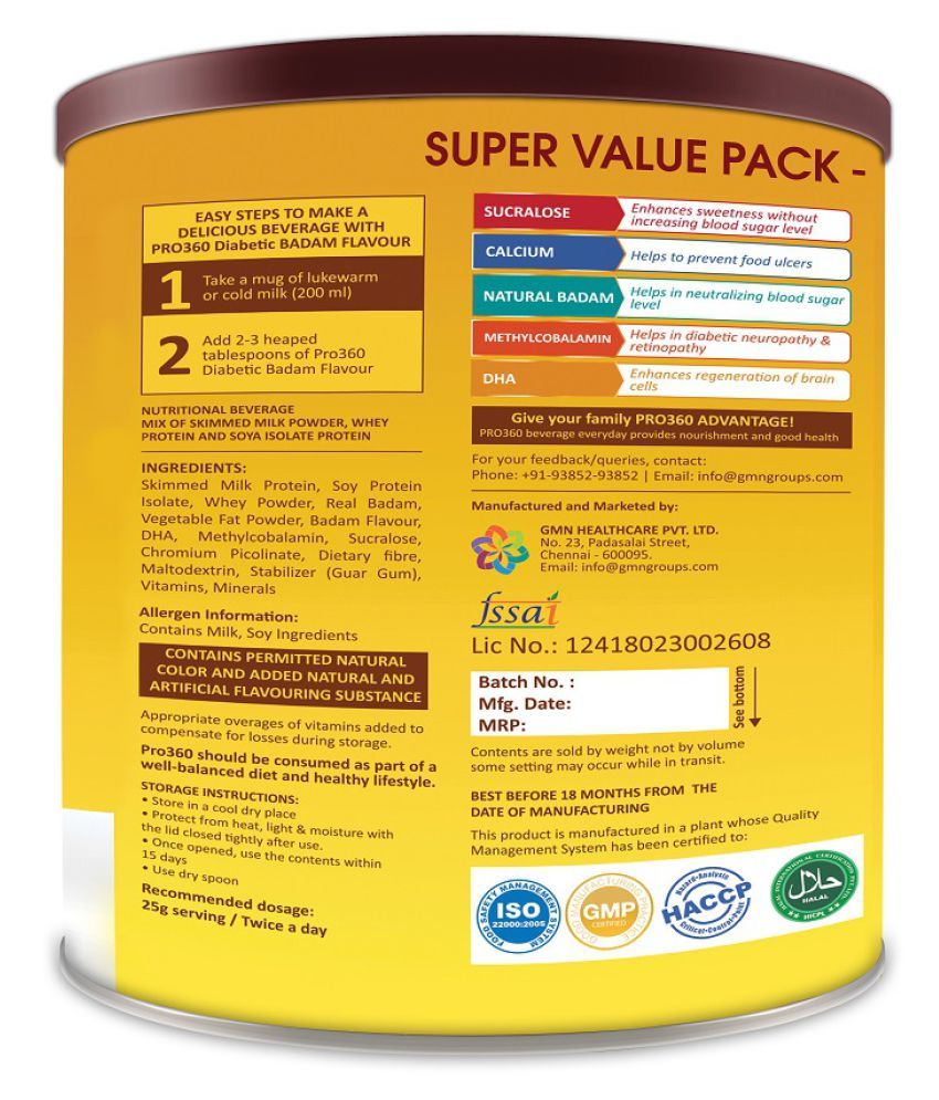 PRO360 Diabetic Protein Supplement Health Drink Powder 500 Gm Buy pro360-diabetic-protein-supplement-health-drink-powder-500-gm-buy