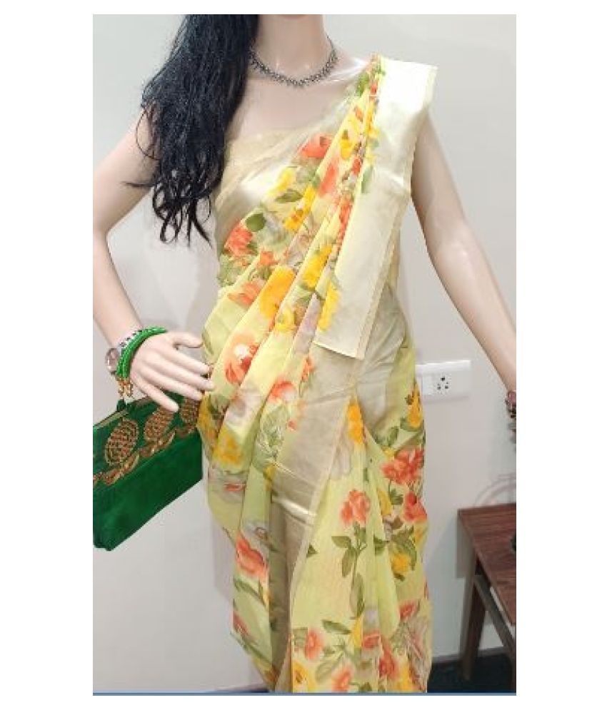 Designer Merge Yellow Linen Saree Buy Designer Merge Yellow Linen