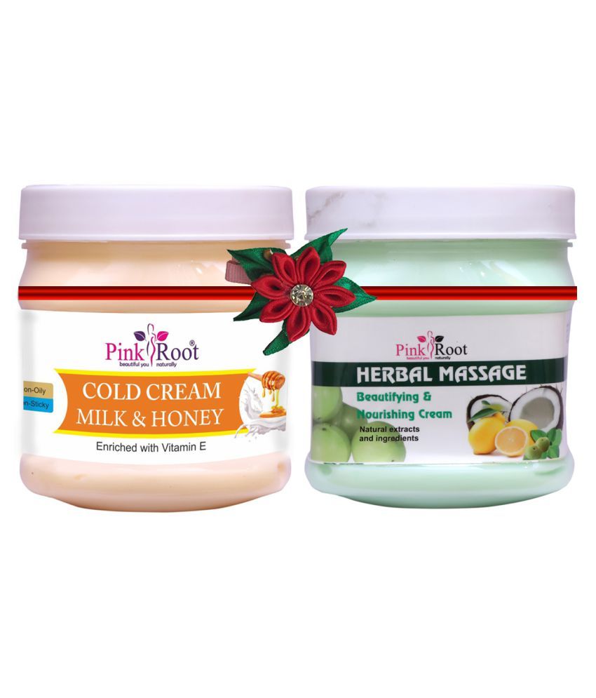 Pink Root Herbal Massage Cream 500GM with Cold Cream Milk & Honey 500GM ...