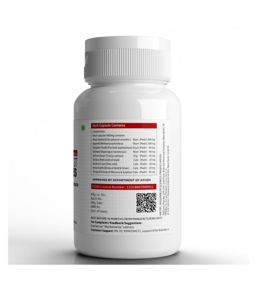 Herbal Vibe Testo Capsules For Men Stamina Booster Capsule 30 no.s Pack ...