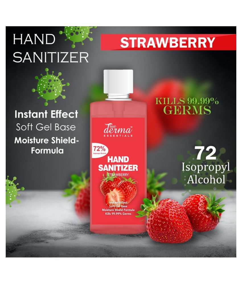 TRUE DERMA ESSENTIALS Fragrant (Strawberry) 72% IPA, Kills 99.99% Germs ...