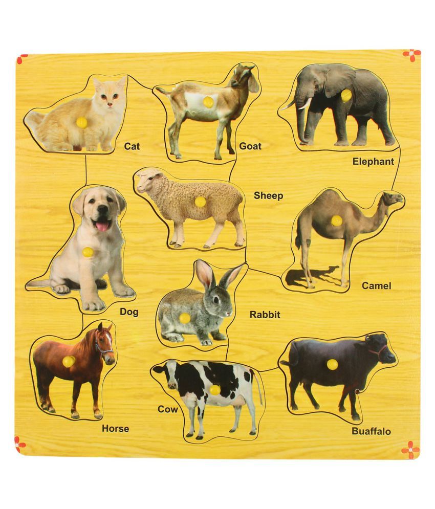 Wooden Domestic Animals Puzzle With Knobs - Buy Wooden Domestic Animals ...