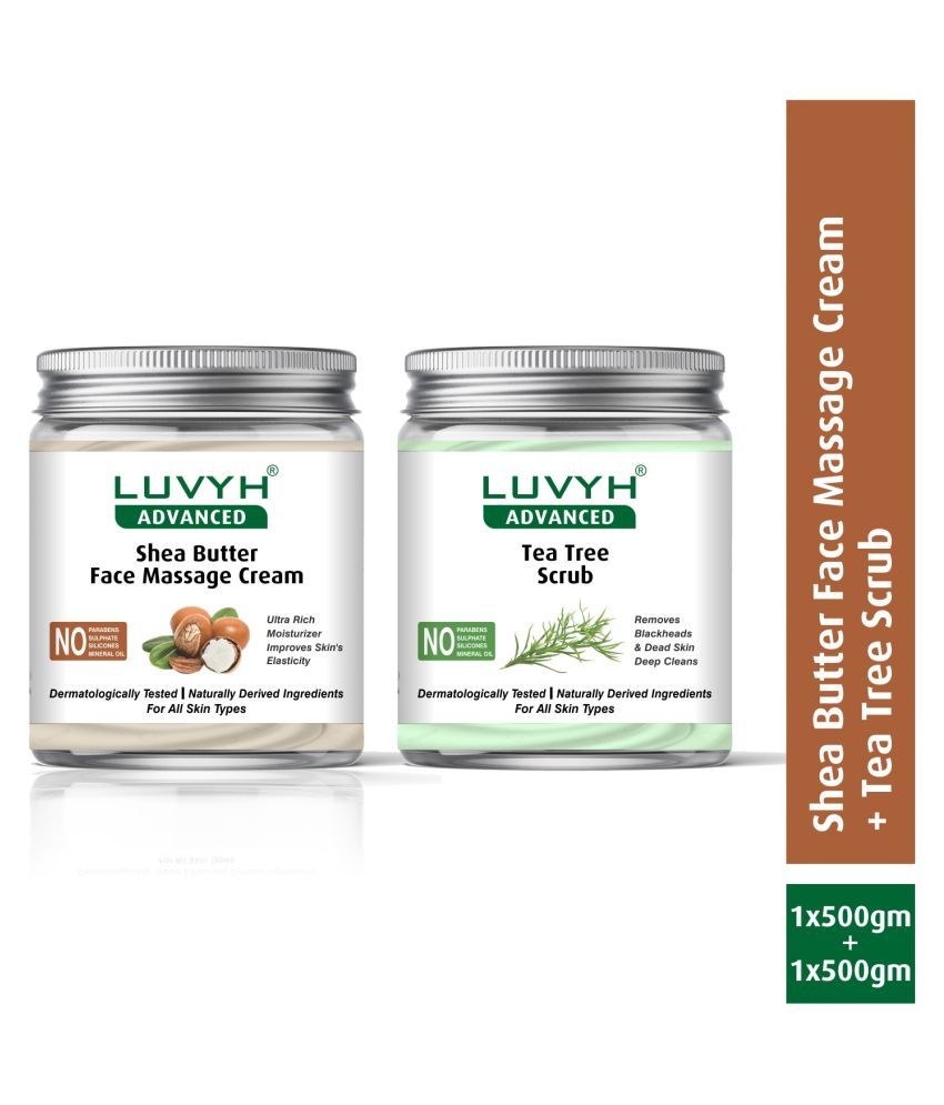 Luvyh Shea Butter Face Massage Cream And Tea Tree Scrub Facial Kit 1000