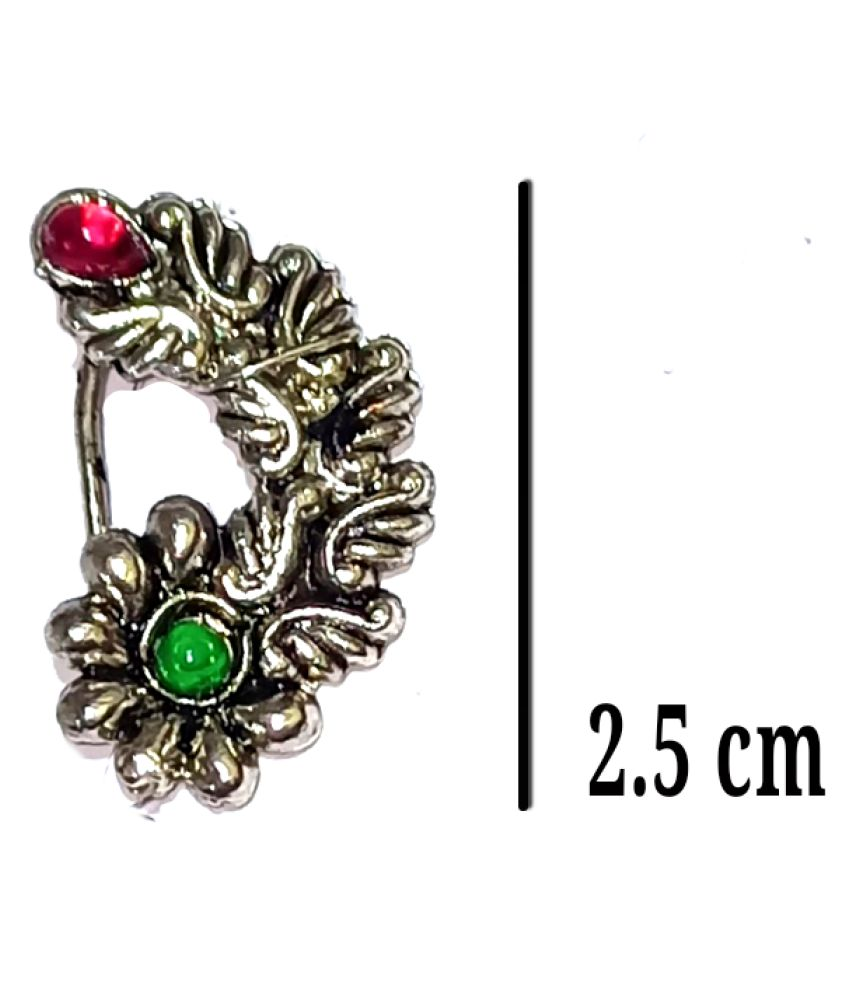 Traditional Maharashtrian Oxidised Silver Nath: Buy Traditional ...