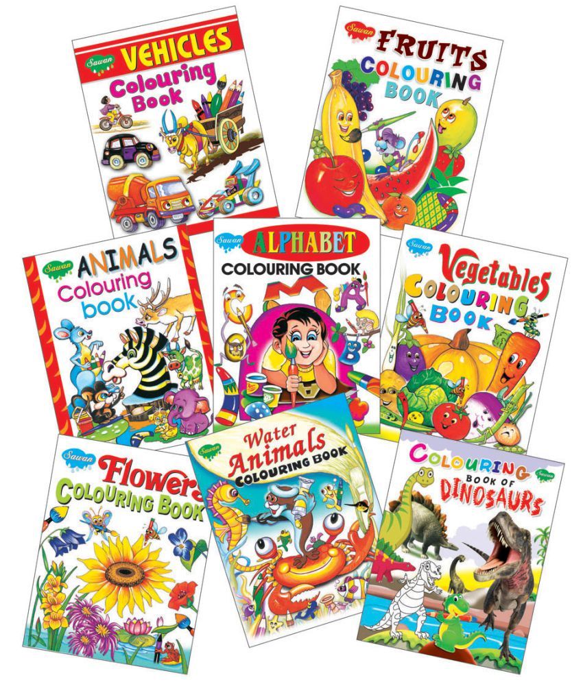 Vehicles Colouring Book, Fruits Colouring Book, Animals Colouring Book ...