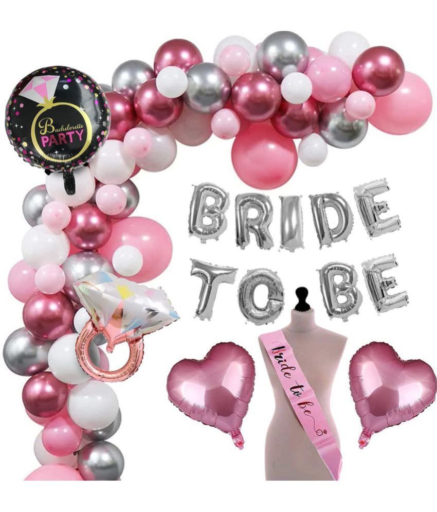 Party Propz Bride To Be Decoration Set Combo - 48Pcs With Silver Bride ...